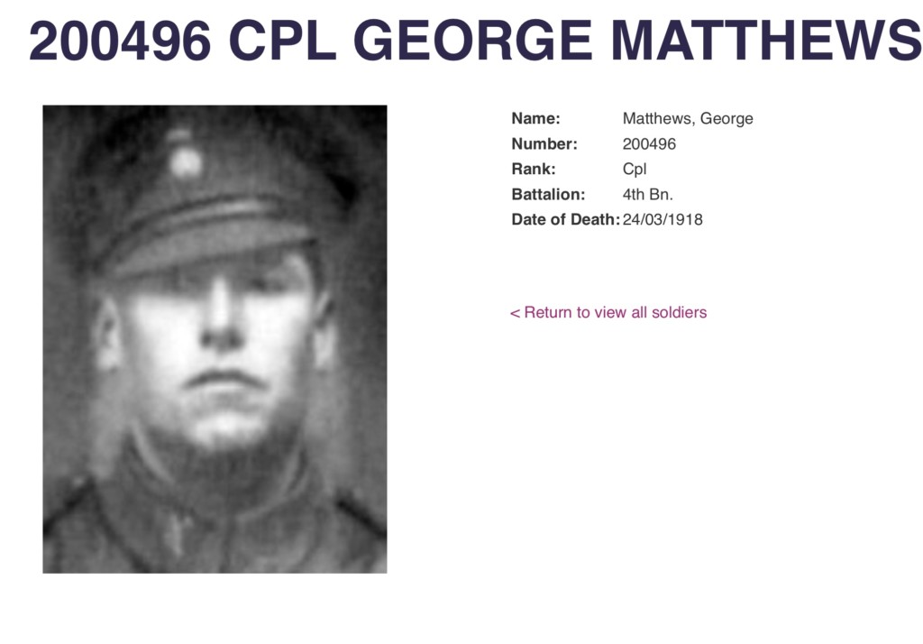 George Matthews – Coedpoeth War Memorial